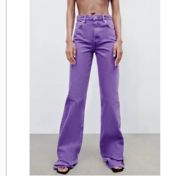 Zara | Jeans | Zara Purple Wide Leg Jeans | Poshmark